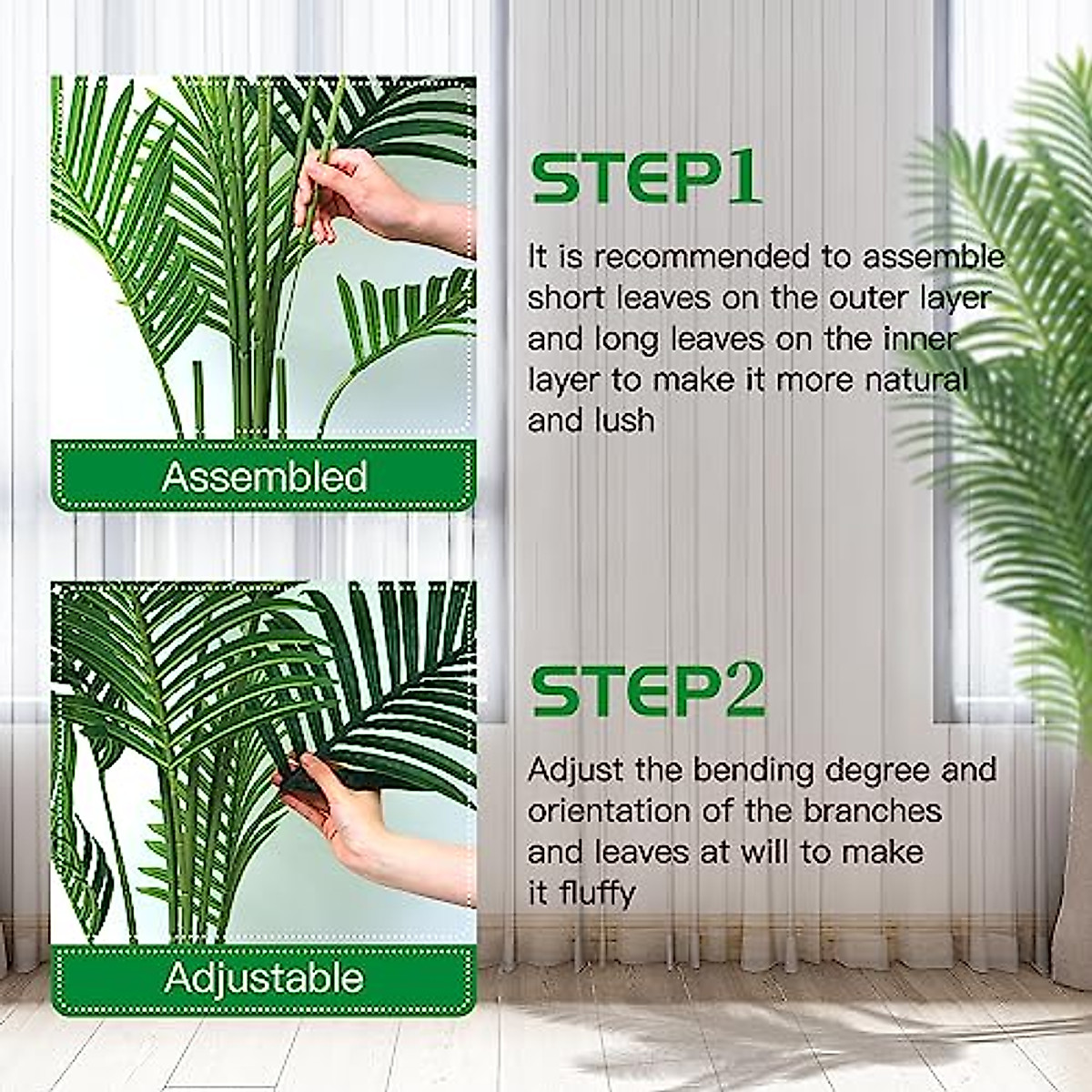 YULISKY Artificial Areca Palm Plant, 5 FT Fake Palm Tree in Pot, Tall Faux Silk Plant, 12 Leaves Faux Palm for Home Decor Office Living Room Perfect Housewarming Gift