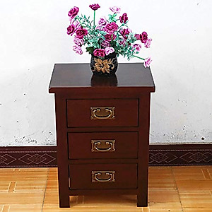 Kendyoak Aurotrice Oak Bedside Table 3 Drawers, Walnut NC Paint Cabinet, Oak Internals W:42cm