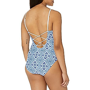 La Blanca Women's Standard Strappy Mio One Piece Swimsuit, Capri Blue//Mediterranean Breeze, 10