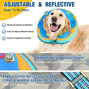 Znxiai Inflatable Reflective Dog Cone Collar Alternative After Surgery,Dog Neck Donut,Recovery Soft Protective E Collar,Adjustable,for Small Medium and Large Dog Cats (Blue, L)