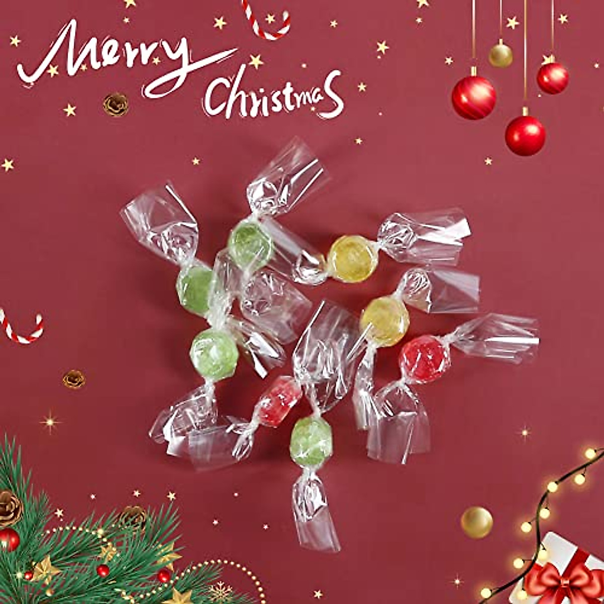 HRX Package 600pcs Clear Candy Wrappers for Caramel, 3.5x5 inch Cellophane Wrap Cello Sheets for Homemade Christmas Chocolate Taffy