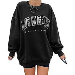 Women's Oversized Sweatshirt Los Angeles California Crewneck Long Sleeve Casual Loose Pullover Tops