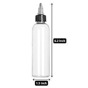 TTHC Botanicals 4 oz Travel Bottles For Toiletries, Empty Bottles For Oil, Ink Bottles Empty, Tattoo Ink Bottle, Empty Plastic Bottles With Caps, 4oz Plastic Bottles With Caps (4 Pack)
