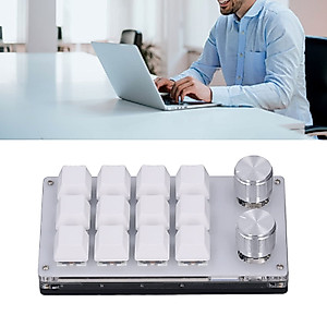 12 Key Gaming Keyboard Mini USB Mechanical Gaming PC Keyboards Multifunctional Shortcut Programmable Keyboard with 2 Knob for Gaming