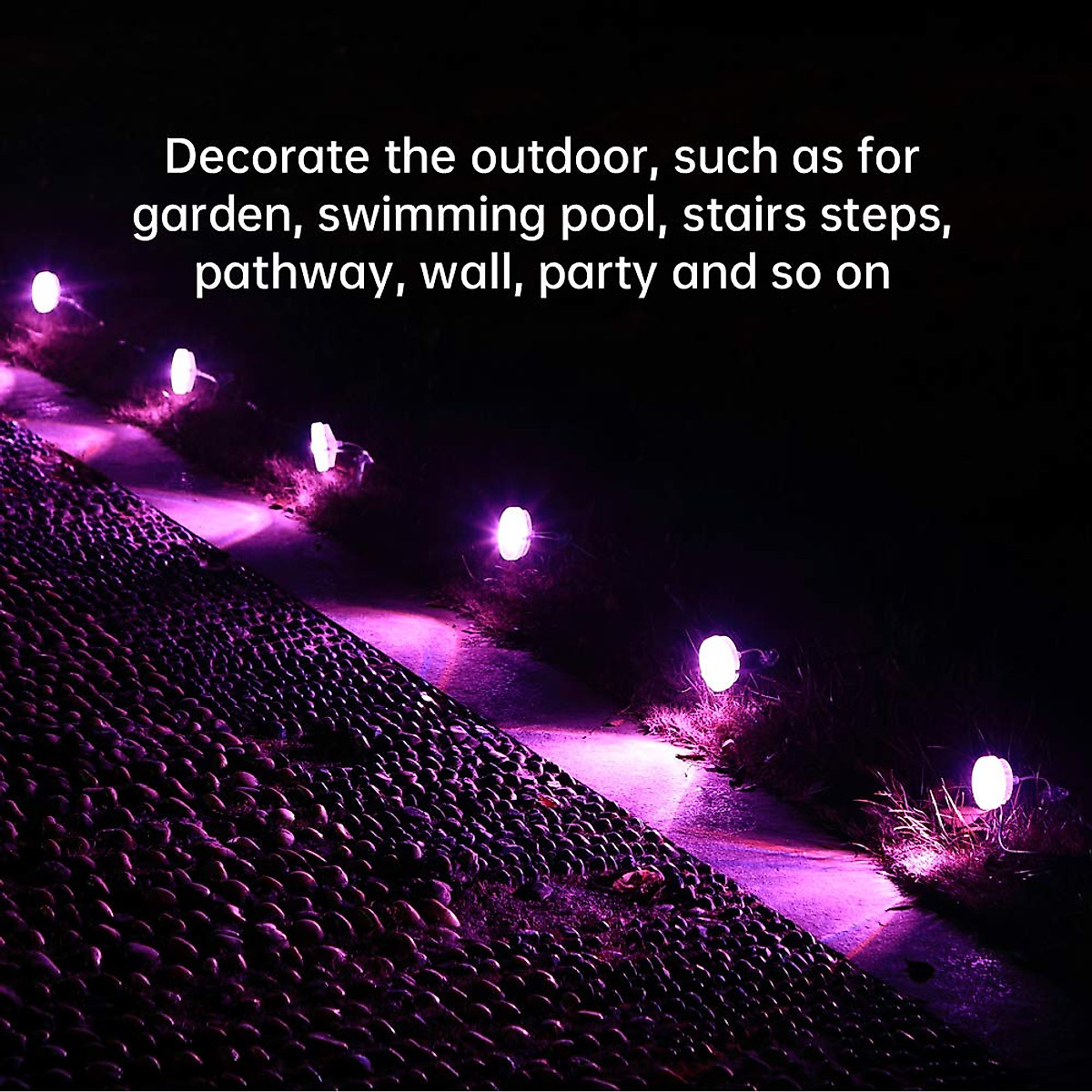 LinkupHome Smart LED Garden Spotlights, Work with Alexa, Google Assistant, Tuya Smart App, WiFi System (No Hub), Outdoor IP65 Waterproof, 8.8m, 9LEDs, 5W Dimmable 16 Million Colors