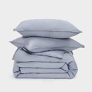 EVERGRACE Tencel Lyocell Cooling Duvet Cover Set King Size 3 Piece, 100% Natural Eucalyptus Lyocell Fiber from Austria, Luxury Silky Soft Comforter Cover with 2 Shams, Pearl Blue, 90"x104"