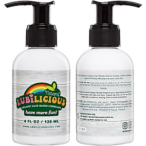Lubilicious Organic Aloe Water Based Personal Lubricant - Natural Lube - Aloe Lube - Natural Lubricant - Water Based Lube Gel Glycerin Paraben Free - Personal Lube