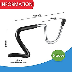 Coume 5 Pcs Shelf Pole Hooks Silver Black Steel Attachment Heavy Duty Wire Shelving Rack Utility Hanger Safety Wrap Hook for Storage Garage Use with Metal or Shelves and Racks