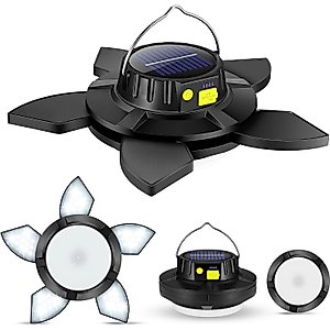 WeePro Solar Lanterns for Power Outages, Emergency Lights for Home, Solar Lanterns Outdoor Waterproof Rechargeable Lantern, Led Camping Lights for Hurricane, Camping Essentials Gear Supplies, Black