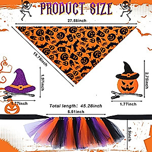 8 Pieces Halloween Dog Tulle Tutu Skirt with Halloween Dog Bandana Cartoon Hairpins Halloween Dog Costumes Pet Halloween Accessories Supplies for Small Dogs Cats Halloween Birthday Party Supplies