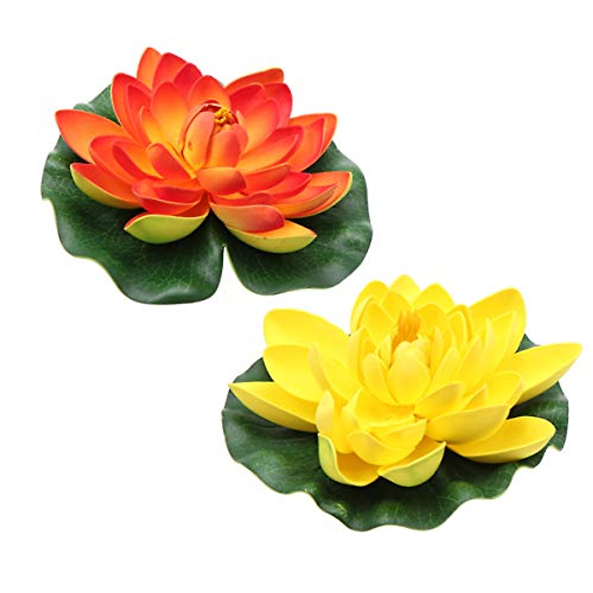 Hemoton Outdoor Artificial Plants Floating Artificial Flowers Artificial Water Lily Pads for Garden Fish Pond Water Lily Wedding Party Decoration (18cm Orange) Artificial Plants Outdoor