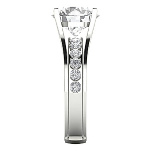 Clara Pucci 2.89ct Round Cut Solitaire Created White Sapphire Engagement Promise Anniversary Bridal Ring Band set 14k White Gold 5.5