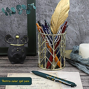 COLNK Colored Gel Pens with Retro Ink Retractable, Premium Vintage Pens for Coloring, Smooth Fine Planner Writing Pens 0.5mm, Assorted Colors, Pack of 8pcs