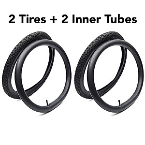 CALPALMY (2 Sets) 20” Kids Bike Replacement Tires and Inner Tubes - Fits Most Kids Bikes Like RoyalBaby, Joystar, and Dynacraft - Made from BPA/Latex Free Premium-Quality Butyl Rubber