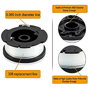 AF-100 String Trimmer Spool Replacement for Black and Decker AF-100 AF-100-3ZP AF-100-BKP 30ft 0.065" Trimmer Line Replacement Spool Compatible with GH600 GH610 GH900 Edger(16 Spools+3 Cap+3 Spring)
