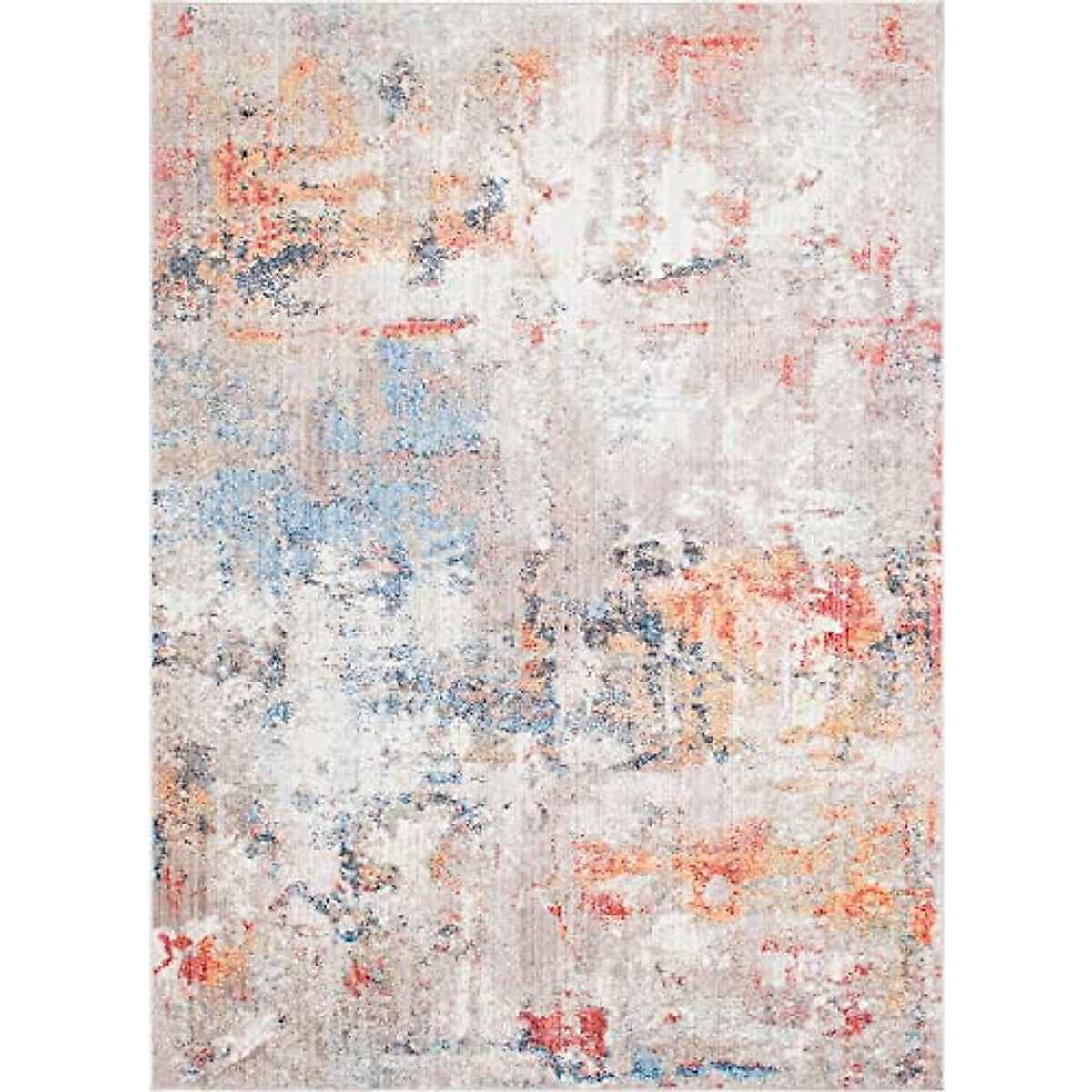 Unique Loom Rainbow Collection Modern Abstract Watercolor Multi Area Rug (8' 0 x 11' 0)
