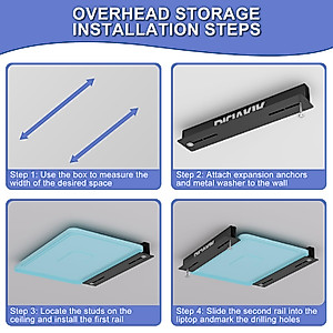 Overhead Garage Storage Rack, Ceiling Racks for Utility Bins, Heavy Duty Ceiling Storage Racks, Storage Bins Organization Ceiling Rack Storage Rails System (5 Pack for 4 Bins, Bins are Not Included)