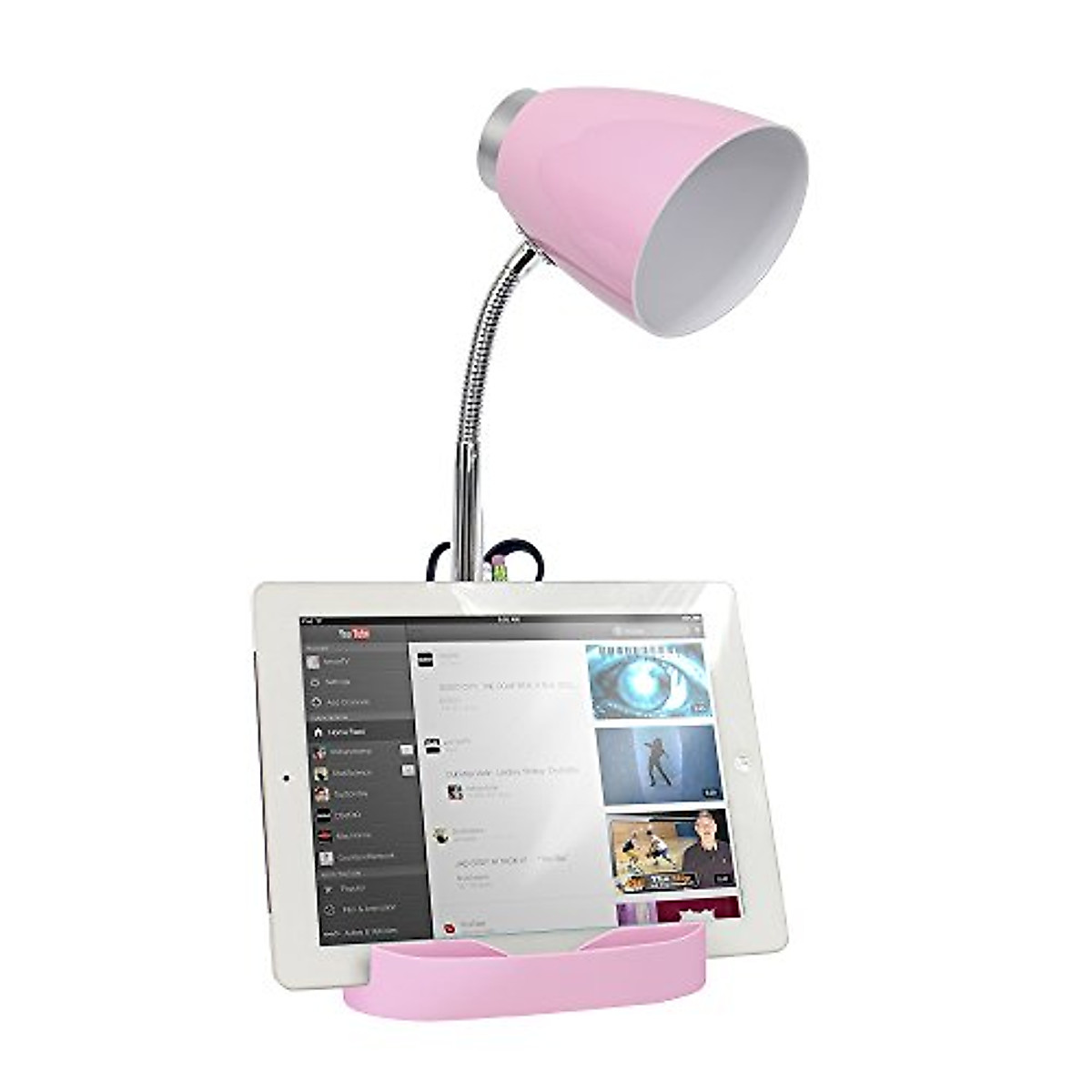 Limelights LD1002-PNK Gooseneck Organizer iPad Stand or Book Holder Desk Lamp, Pink 6.5 x 6.5 x 18.5