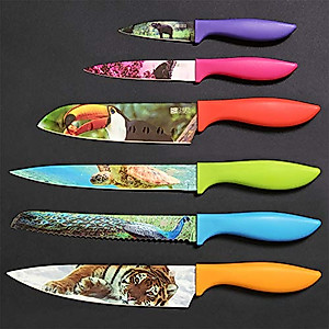 CHEF'S VISION Wildlife Kitchen Knife Set in Gift Box - Cool Gifts for Animal Lovers - 6-Piece Colorful Chefs Knives Set - Unique Gift Idea for Home, Wedding Gifts for Couple, Housewarming Gifts