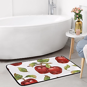 Pardick Red Apples Leaves Kitchen Rugs and Mats, Fresh Fruit Non Slip Washable Absorbent Area Rugs Anti Fatigue Kitchen Mat Memory Foam Doormat Runner Rug for Floor Kitchen Bathroom 39X20in
