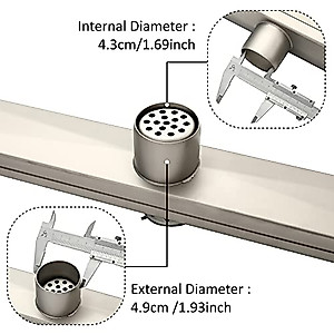 24 inch Linear Shower Drain with Removable Square Hole Panel by Using Brushed 304 Stainless Steel Process, Linear Drain Equipped with Adjustable Feet and Hair Strainer