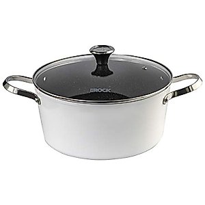 THE ROCK by Starfrit One-Pot 7.2-Quart Stock Pot with Lid and Stainless Steel Riveted Handles, White
