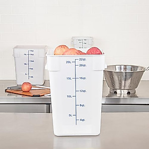 Restaurantware - Met Lux 22 Quart Food Storage Container, 1 White Storage Container - Lids Sold Separately, Blue Volume Markers, Dishwashable Container, Side Handles, For Storing Foods