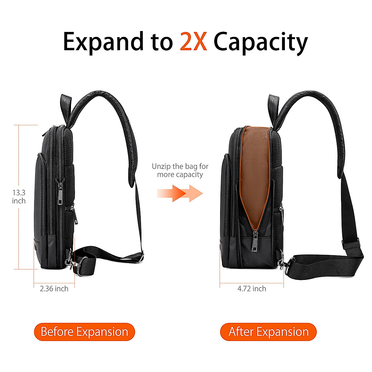Dolomy Sling Backpack Sling Bag Crossbody Shoulder Bag, Multipurpose Chest Bag Travel Hiking Daypack for Men