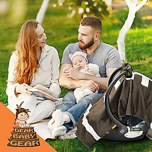 Dear Baby Gear Baseball Print Red Dot Baby Car Seat Canopy with Snap Button Opening — Double Layered Lightweight Cover Keeps Babies Cozy and Sheltered from The Sun — 40 x 30 Inches