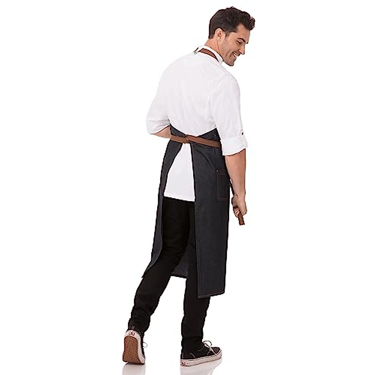 Chef Works Unisex Memphis Chefs Bib Apron, Indigo Blue, One Size