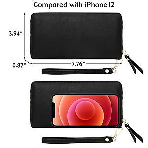 VOCUS Womens Wallet RFID Blocking Zip Around Wallet PU Leather Large Travel Long Purse Credit Card Holder with Wristlet