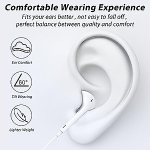 iPhone Earbuds Headphones with Lightning Connector [MFi Certified] Built-in Microphone & Volume Control, Noise Isolating Wired Earphones for iPhone 14/13/12/11/XR/XS/X/8/7/SE, Support All iOS