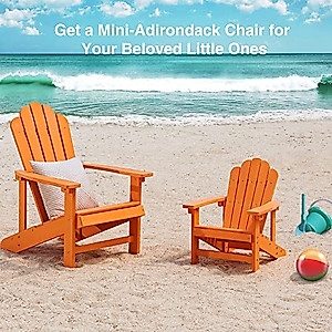 EFURDEN Adirondack Chair, Kids Adirondack Chair Made of Poly Lumber, All-Weather Baby Lawn Chair (Orange)