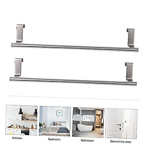 Housoutil 2pcs Door Towel Rack Stainless Steel Towel Rack Over Door Towel Holder Wall Towel Holder Versatile Towel Holder Metal Hangers Wall Mounted Towel Bar Ledge Back Style Individual