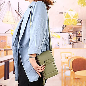 Eliaukly Touchscreen Phone Crossbody Bag for Women Cell Phone Purse Wallet with Multiple Credit Card Slots for iPhone15/15Pro etc. Blue