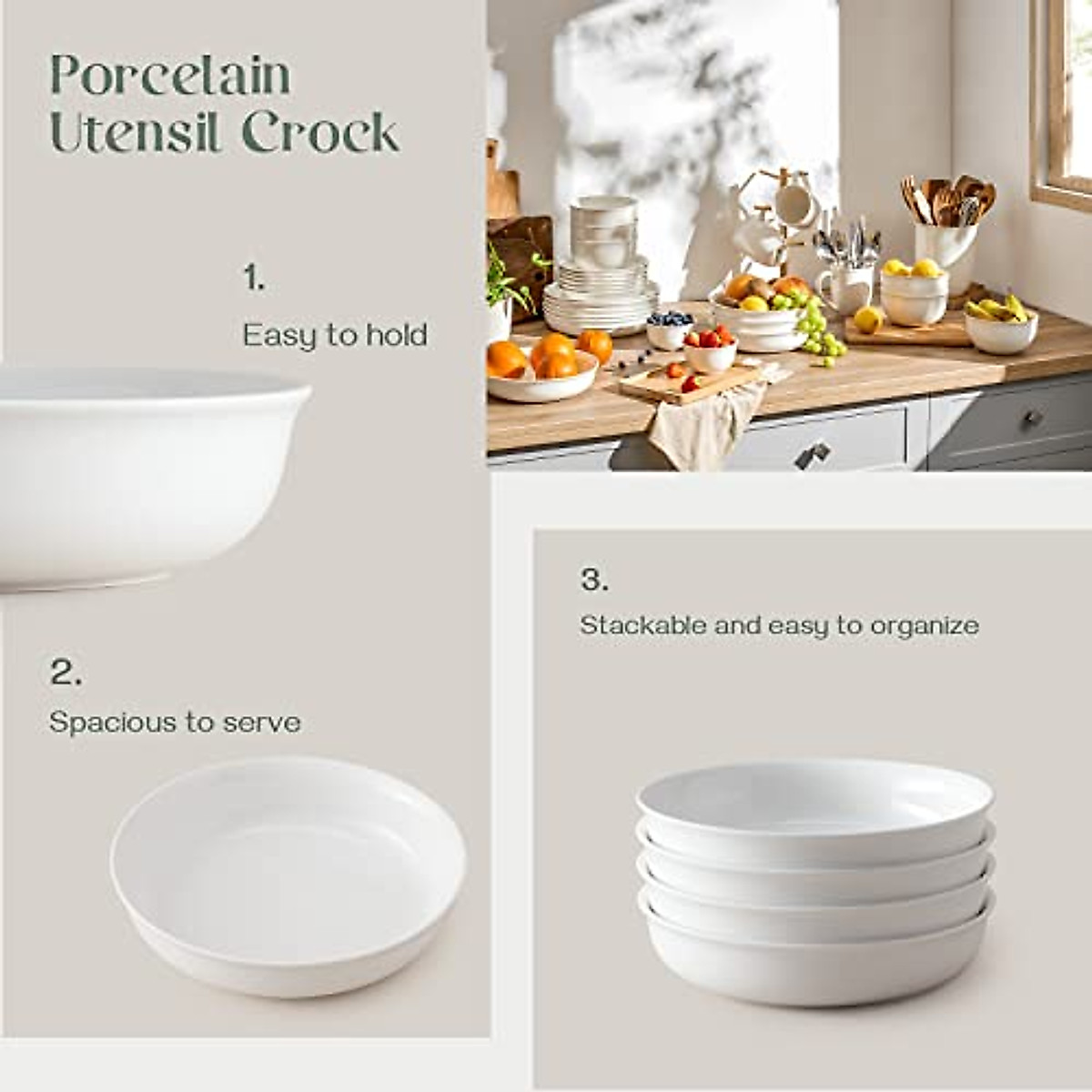 DOWAN Large Pasta Bowls, 46 Ounces Salad Serving Bowls, Ceramic Pasta Bowls Set of 4, Wide and Shallow Bowls Set, 9.2" Soup Pasta Plates, Microwave Dishwasher Safe