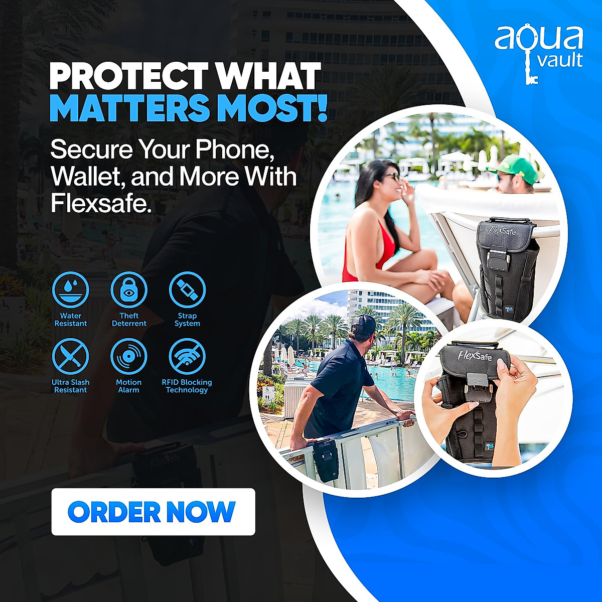 Anti-Theft Lockable Travel Safe & Portable Beach Chair Vault. As Seen on Shark Tank. Personal Safe thats Packable, Lightweight, & Slash Resistant. FlexSafe by AquaVault - Black Color