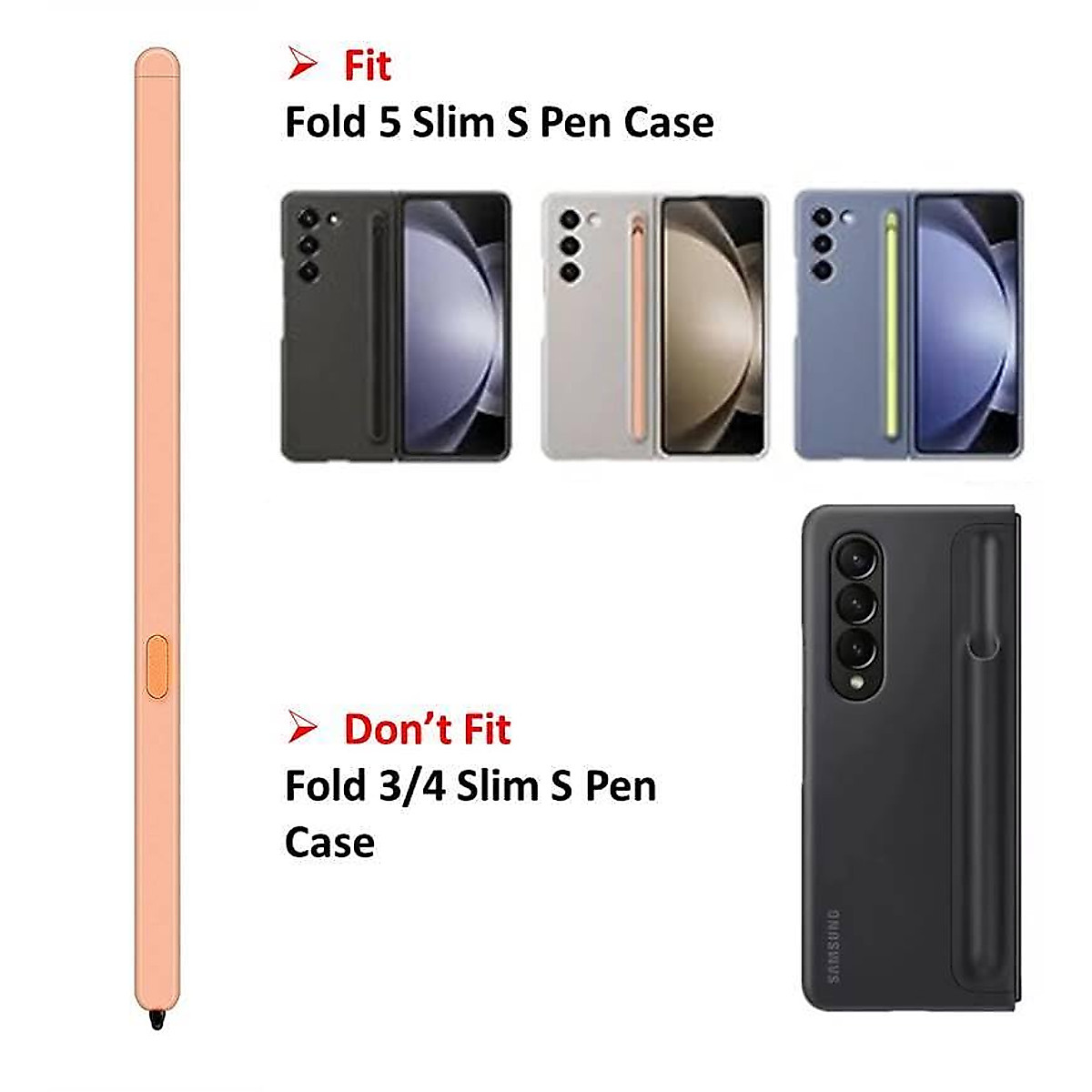 Galaxy Z Fold 5 S Pen Fold Edition Stylus Pen, Slim 1.5mm Pen Tip, 4,096 Pressure Levels for Samsung Galaxy Z Fold 5 Phones Only (Pink)