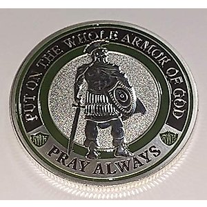 Pray Always Armor of God Religious Challenge Art Coin