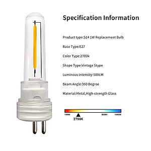 VETRIL String Lights Accessories 1.5 Watt LED S14 Replacement Light Bulb, S14 Light Bulb , Soft White, 6 Packs