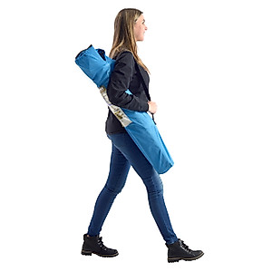 Quik Chair Portable Folding Chair with Arm Rest Cup Holder and Carrying and Storage Bag, Blue