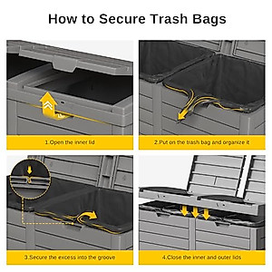 EAST OAK 76 Gallon Outdoor Trash Can | Waterproof Resin Garbage Can with Tiered Lid & Drip Tray | Outside Trash Bin for Patio | Kitchen, Backyard & Deck | Gray Color