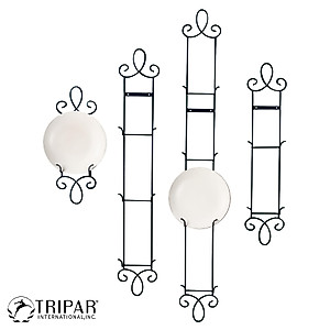 Tripar Augusta 2 Tier Vertical Black Plate Rack for Collectible Plates, Plaques, Dishes, & China