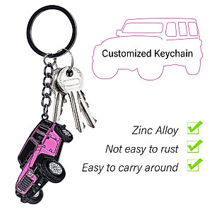 NHHC Key Chains for Car Keys,3D Creative Car Key Holder Compatible with Jeep Wrangler,Universal Car Key Chain with Key Ring (Pink)