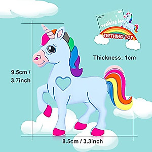 HAOBAOBEI Unicorn Baby Teething Toy for 0-6month Gifts, Infants Chew Toys for Sucking Needs, Hand Pacifier for Breast Feeding Babies, Silicone Toy for New Born(1 Pack-Blue)