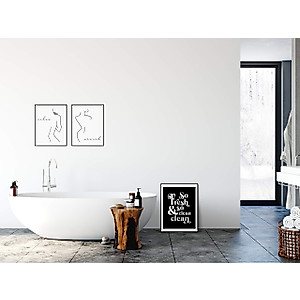 So Fresh And So Clean Clean Wall Art - 11x14" UNFRAMED Print - Black & White Typography Bathroom Wall Decor - Funny Bathroom Decor