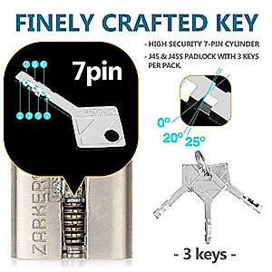 Zarker J45S keyed Padlock-Stainless Steel Shackle, 1-Pack