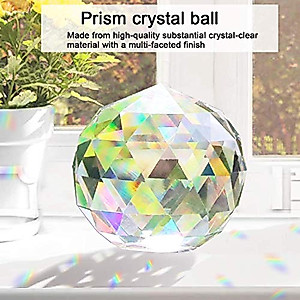 Clear Glass Crystal Ball Prism Suncatcher Rainbow Maker, Sphere Faceted Gazing Ball for Window, Feng Shui, Home Office Garden Decoration(100mm/3.94inch)