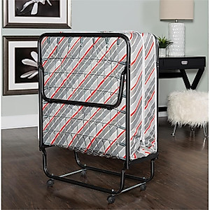 Pemberly Row Metal and Fabric Folding Bed in Gray with Memory Foam Mattress