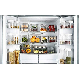 Freezer Containers Food Storage Containers Fridge Containers Plastic Organization Storage Bin for Fridge, Freezer, Pantry, Kitchen- Organizer for Fruit, Yogurt, Snacks, Pasta, set of 2